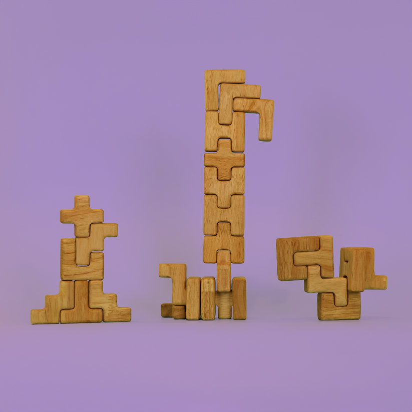 Wooden Tetris Blocks Building Set | 27-54 Pieces | smol block – smol-block